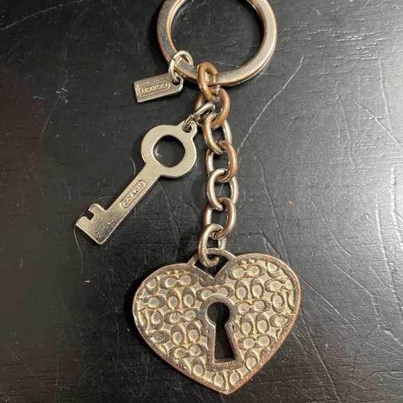 Coach | Accessories | Coach Classic Silver Heart Keychain With Key ...